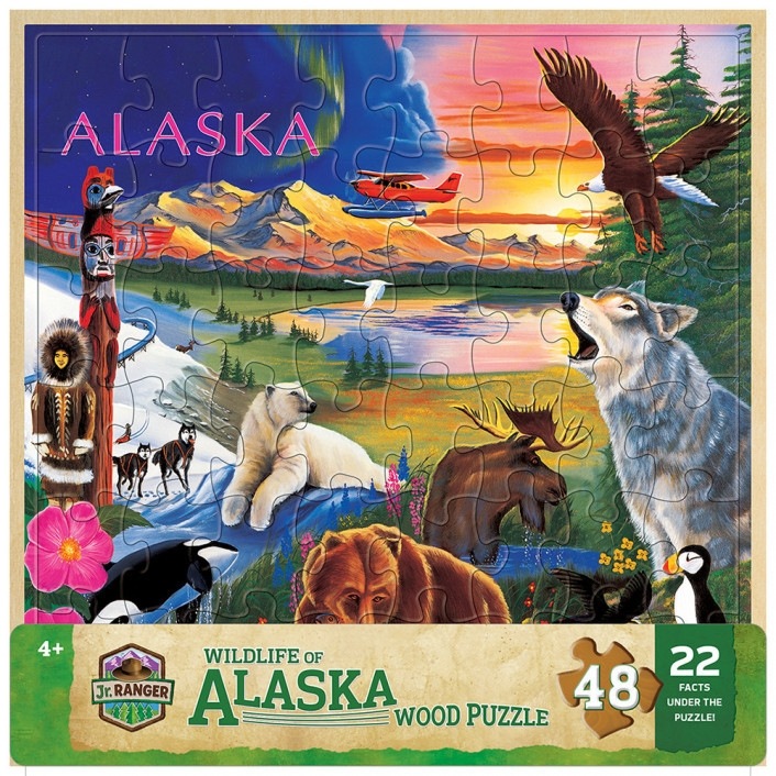 Buy Masterpieces Puzzle Wood Fun Facts Alaska Wildlife Puzzle 48 pieces ...
