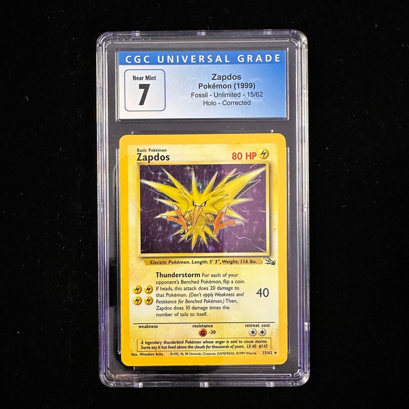 Buy CGC 7 Zapdos Holo Corrected - 15/62 - 1999 Pokemon Fossil #6088 - MyDeal