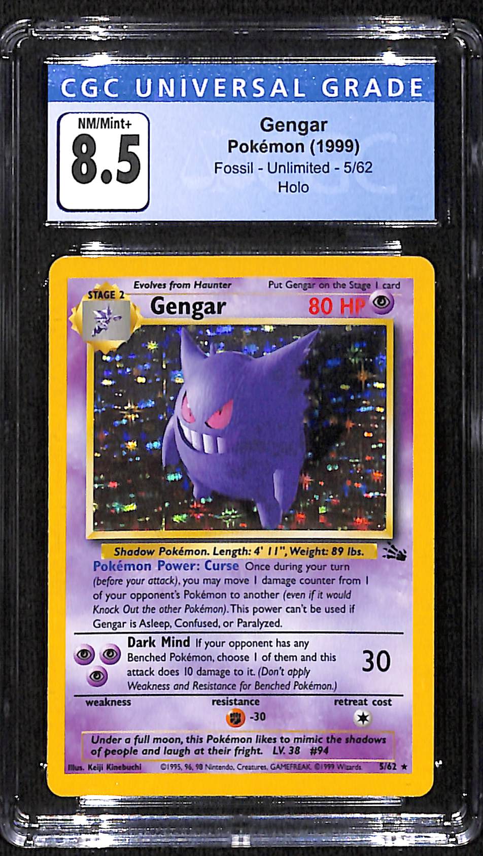 Buy CGC 8.5 Gengar Holo 5/62 - 1999 Pokemon Fossil #0035 - MyDeal Australia