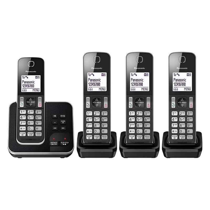 Buy PANASONIC DECT Digital Cordless Phone 4 Handsets ‎KX-TGD324ALB - MyDeal