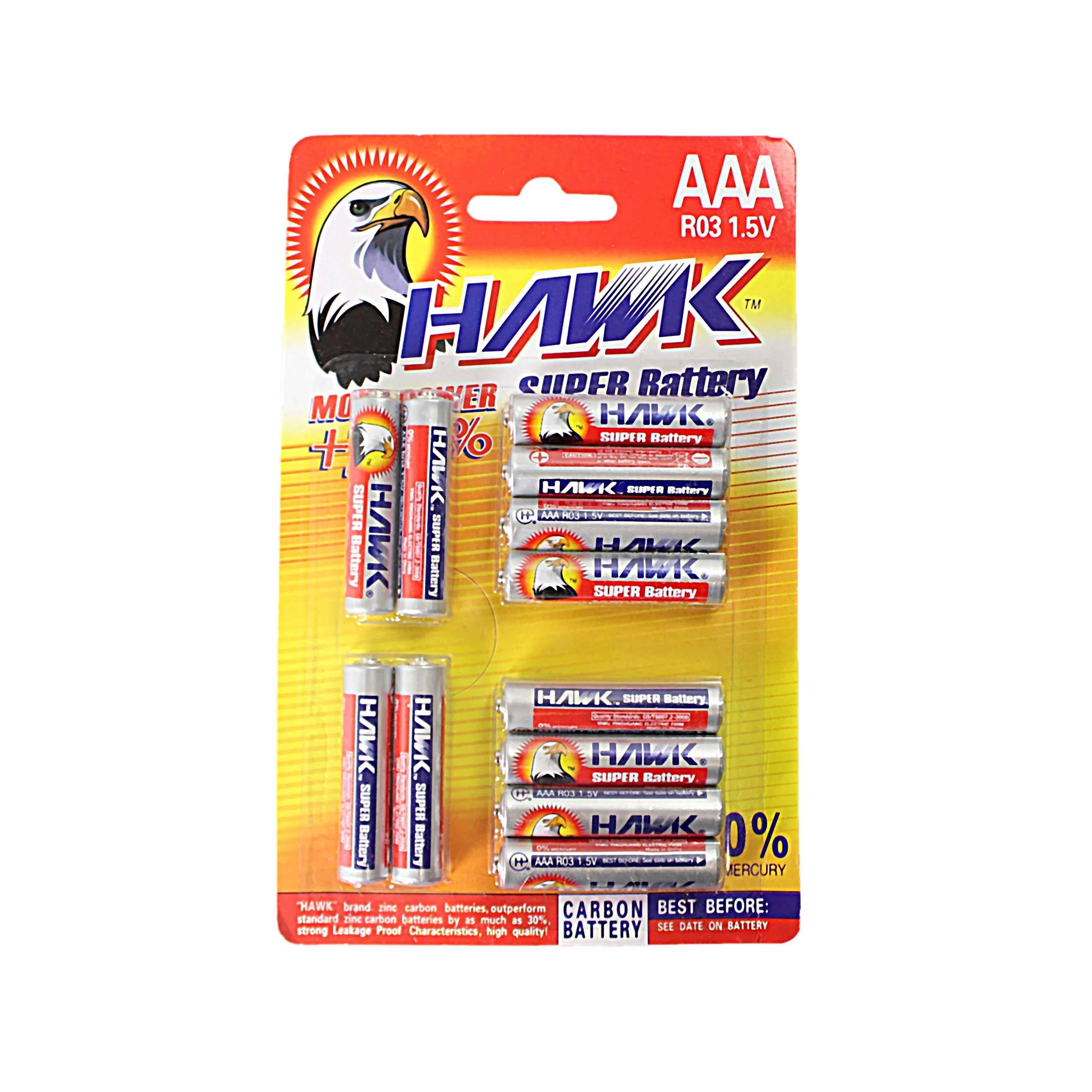 Buy 12/24/36/48 Pack Hawk Super Battery AAA 1.5V Carbon Battery ...