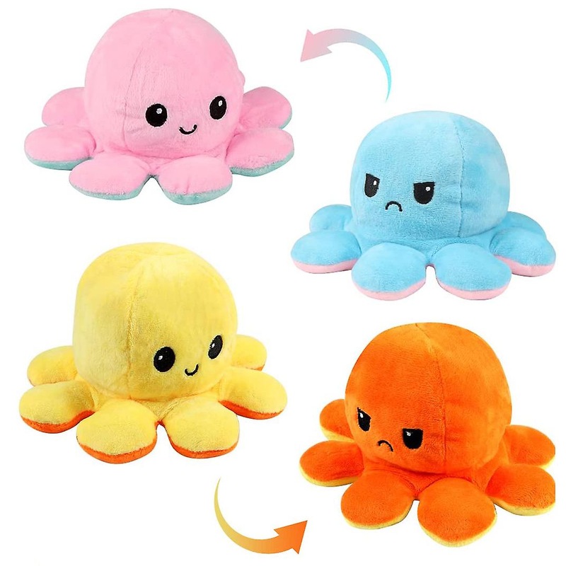 Buy 4-Pack Reversible Octopus Plush Toy Adorable 20cm Double-Sided Doll ...