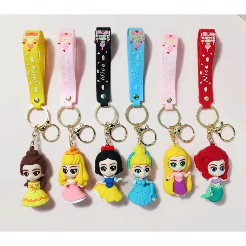 Buy 8CM Princess Metal Keyrings - Snow White Cinderella Little Mermaid ...