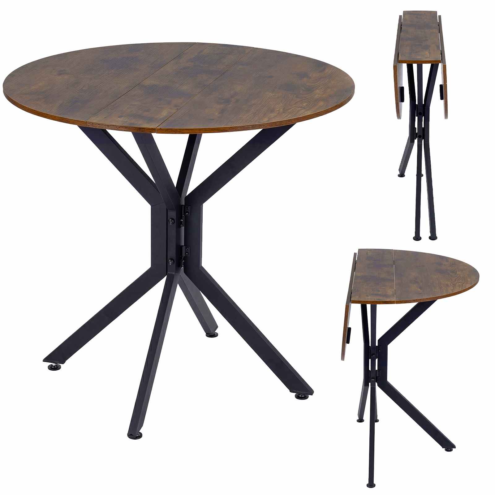 Buy Giantex 120cm Folding Dining Table Drop Leaf Round Kitchen Table ...