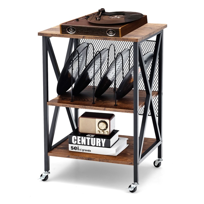 Buy Giantex 3-tier Mobile Turntable Stand Vinyl Record Storage Holder w ...