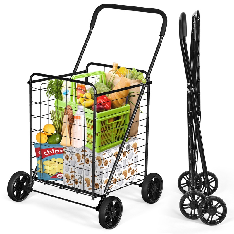 Buy Giantex 83L Foldable Shopping Cart Portable Grocery Trolley Mobile ...