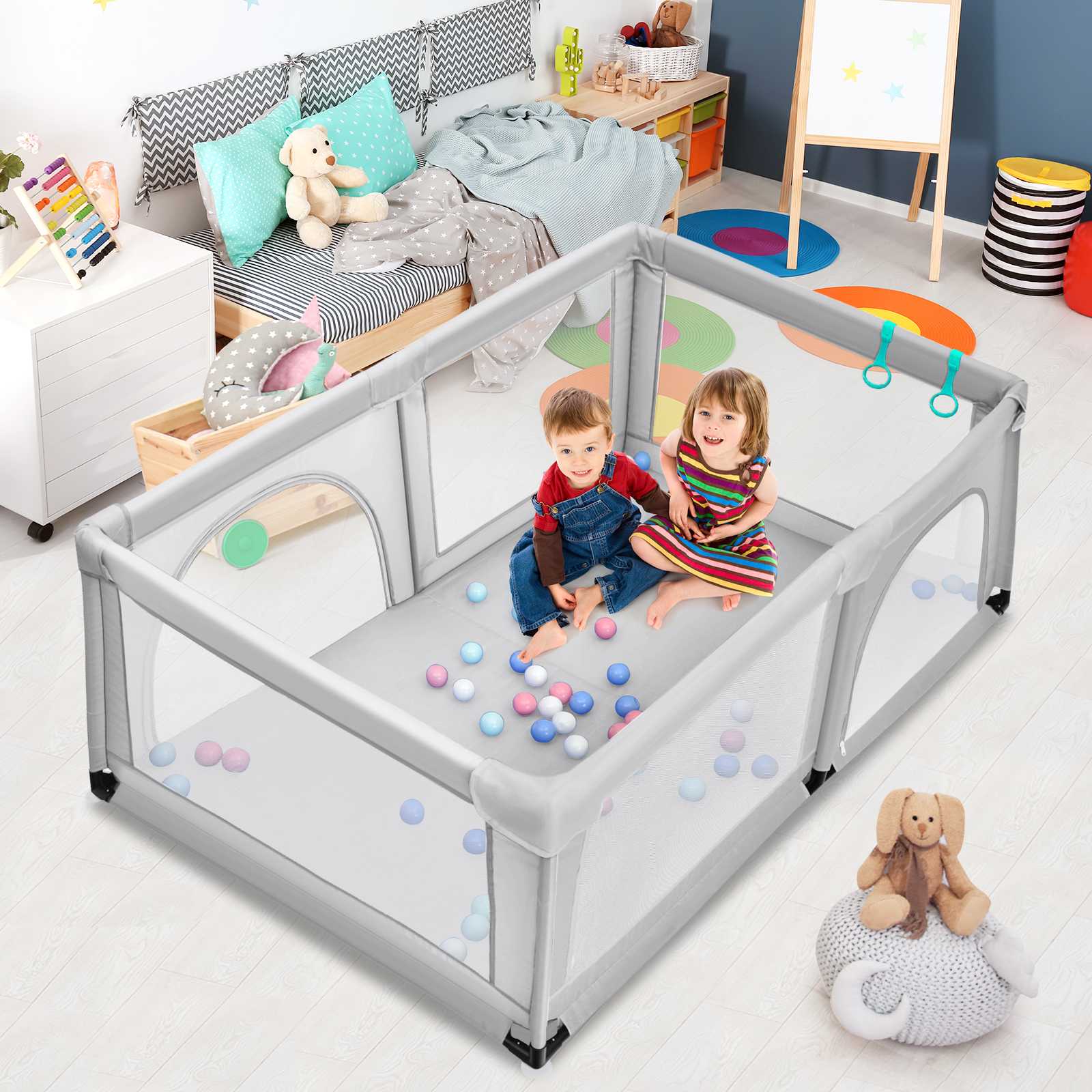 Buy Giantex Baby Playpen Safety Gate Kids Interactive Activity Center ...