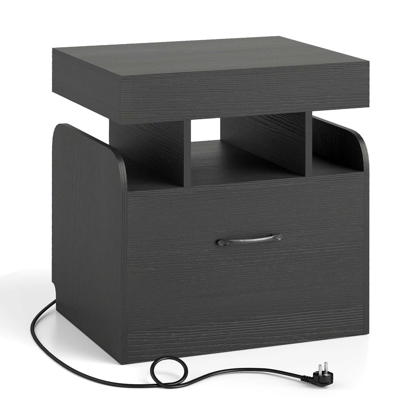 Buy Giantex Bedside Table Sliding Top Nightstand w/Charging Station ...
