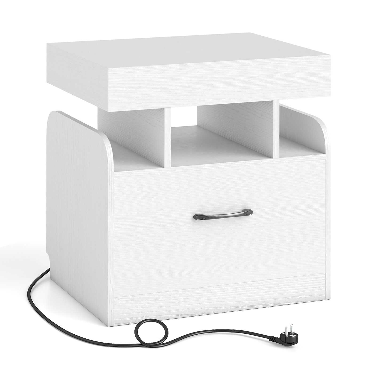 Buy Giantex Bedside Table Sliding Top Nightstand w/Charging Station ...