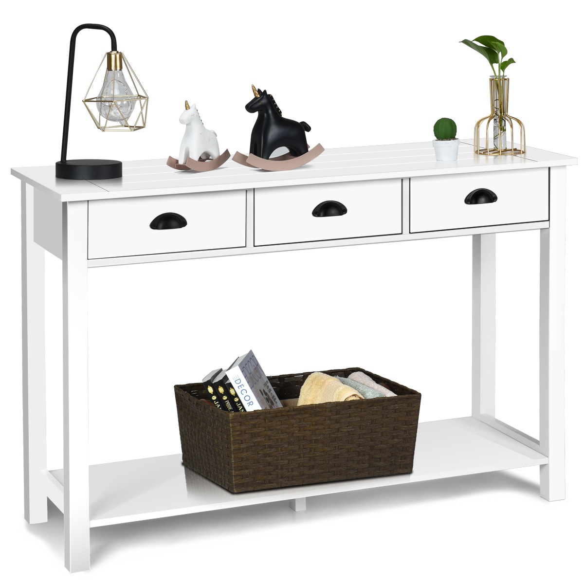 Buy Giantex Console Table Hallway Side Desk Accent Table w/3 Drawers ...