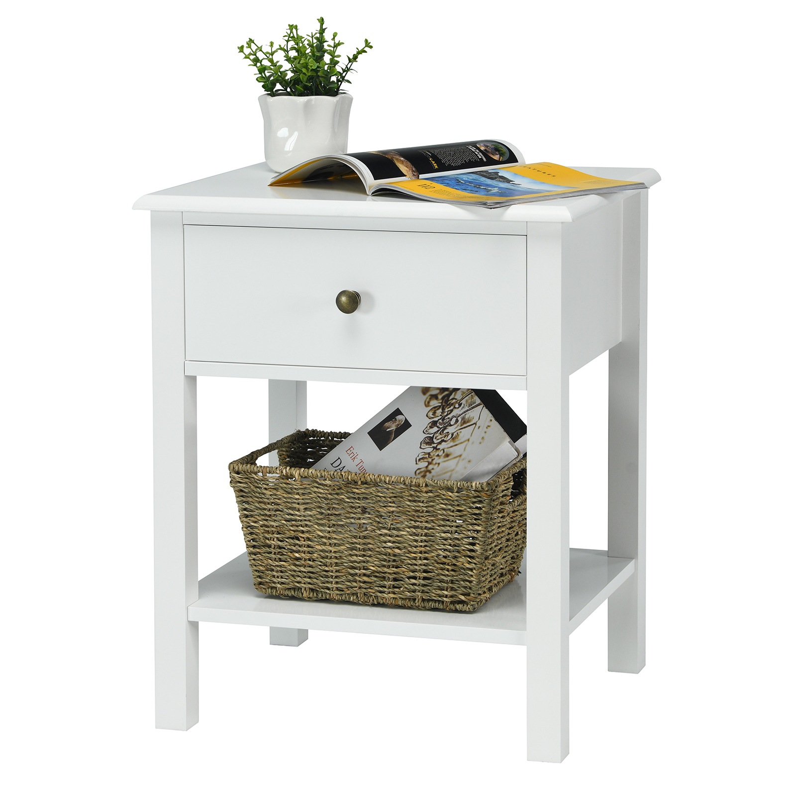 Buy Giantex End Table Nightstand w/Storage Drawer & Open Shelf Display ...