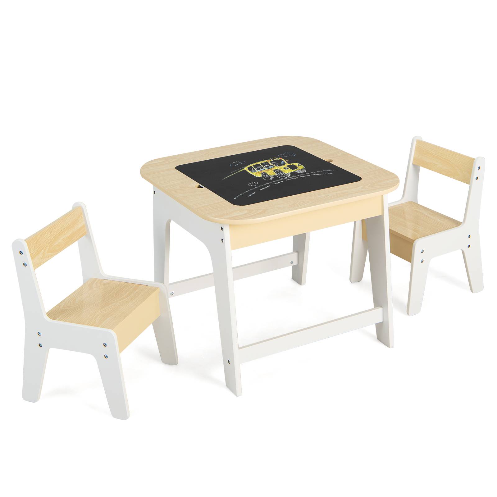 Buy Giantex Kids Table & 2 Chairs Set Children Art Desk Wooden Activity ...