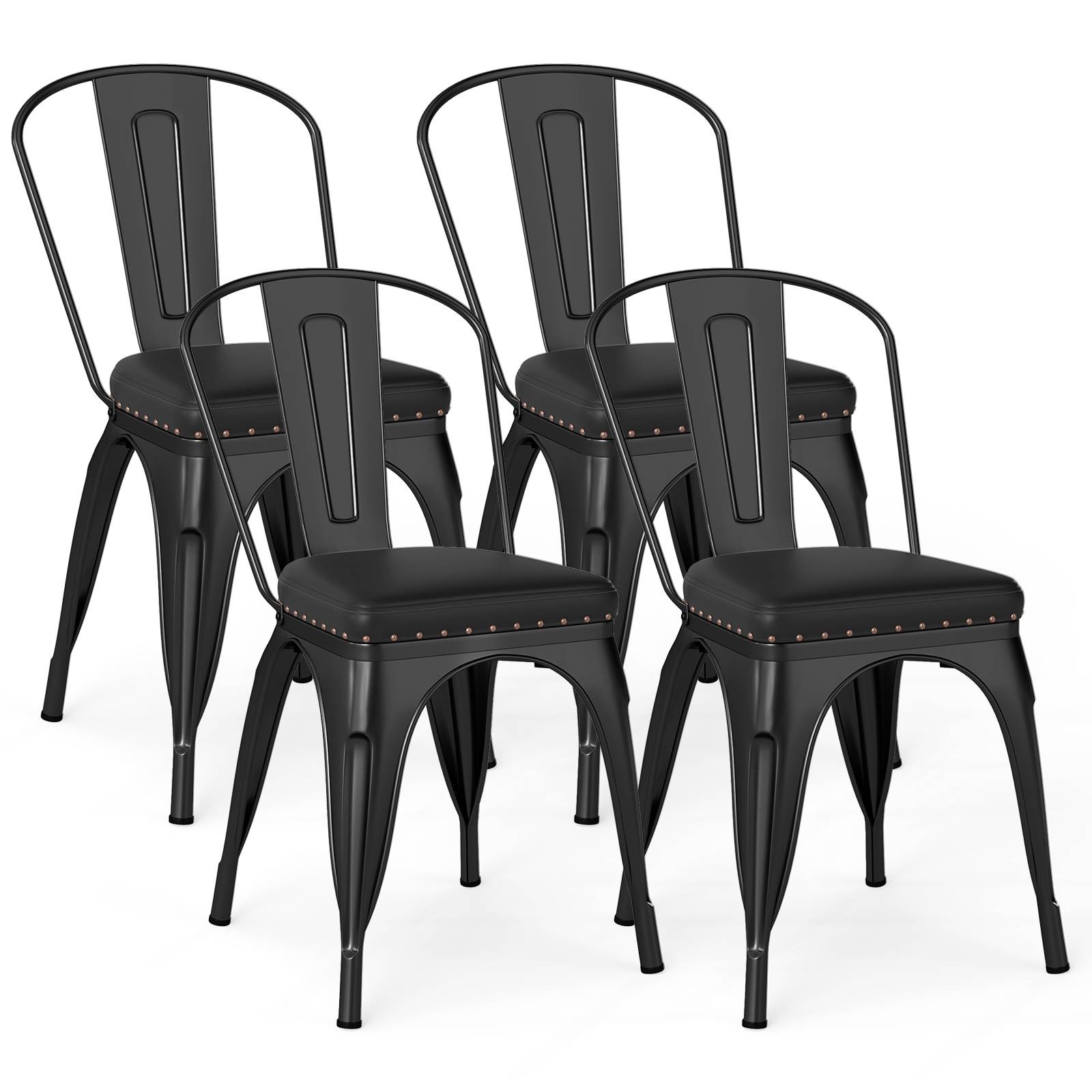Buy Giantex Set of 4 Metal Dining Chair Stackable Kitchen Chairs Cafe ...