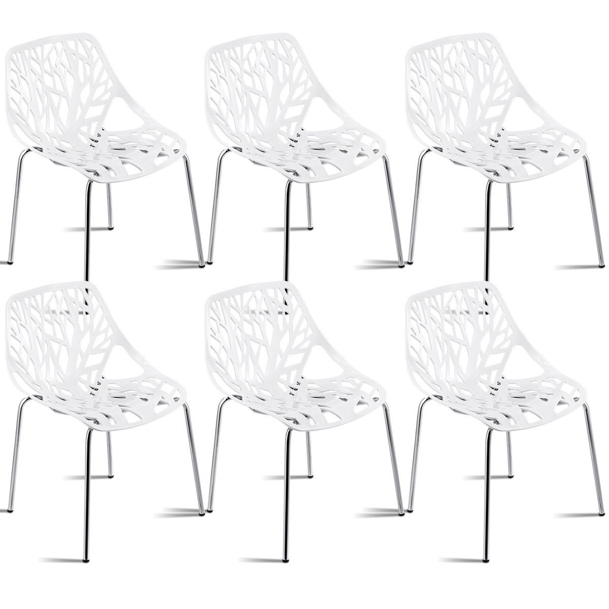 Buy Giantex 6PCS Birch Pattern Dining Side Chairs Stackable Accent ...