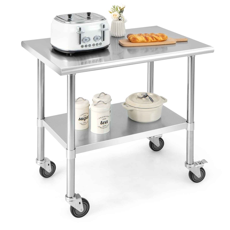 Buy Giantex Stainless Steel Workbench Rolling Kitchen Prep Work Table ...