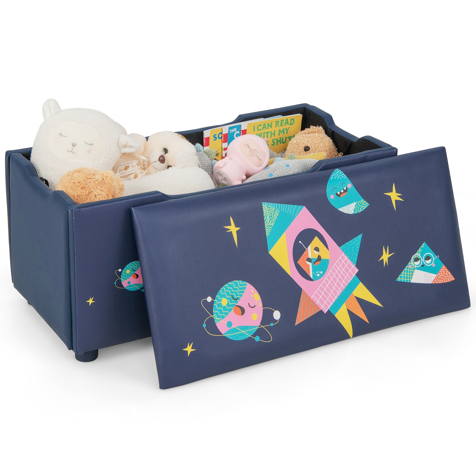 Buy Giantex Upholstered Toy Storage Ottoman Bench Wooden Kids Storage ...
