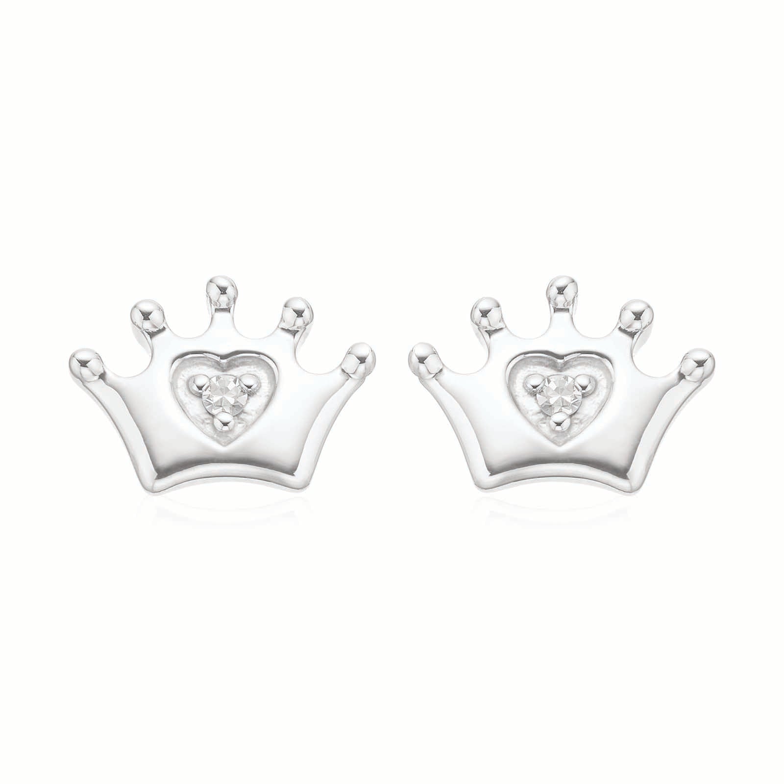 Buy My First Diamond Kids Sterling Silver Crown Stud Women's Elegant ...