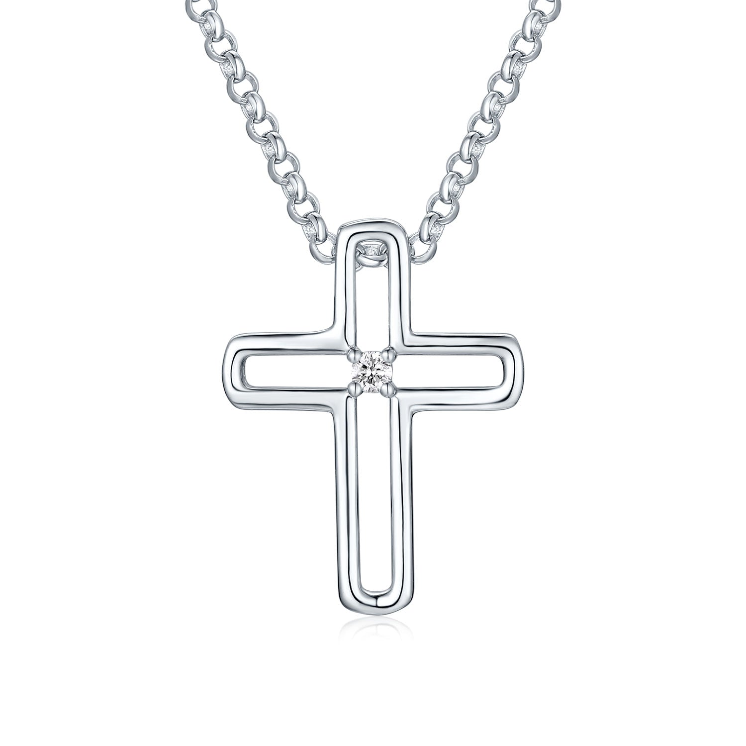 Buy My First Diamond Kids Sterling Silver Round Brilliant Cut Set Cross ...