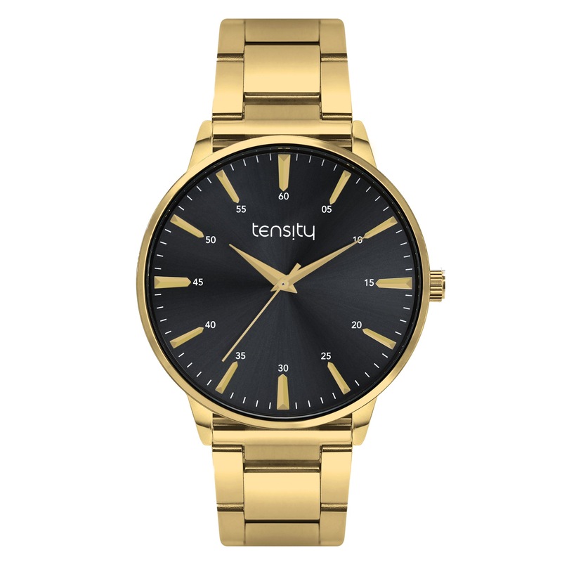 Buy Tensity Stainless Steel Round Black Dial Gold Band Watch - MyDeal