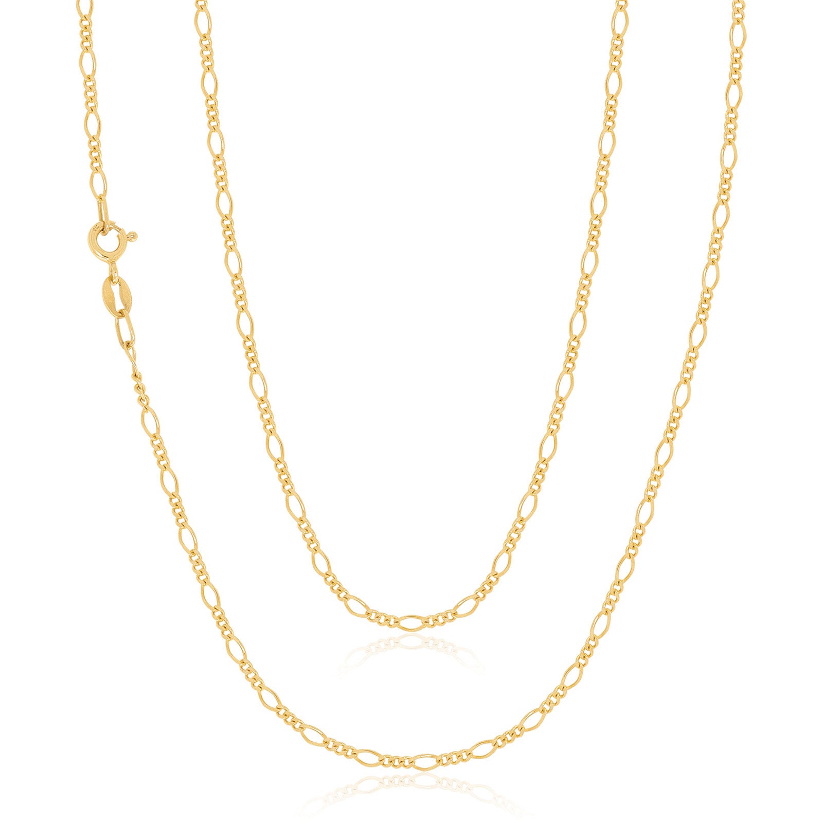 Buy Zamel's 9ct Yellow Gold 55cm Diamond Cut 1:3 Figaro Women's Chain ...