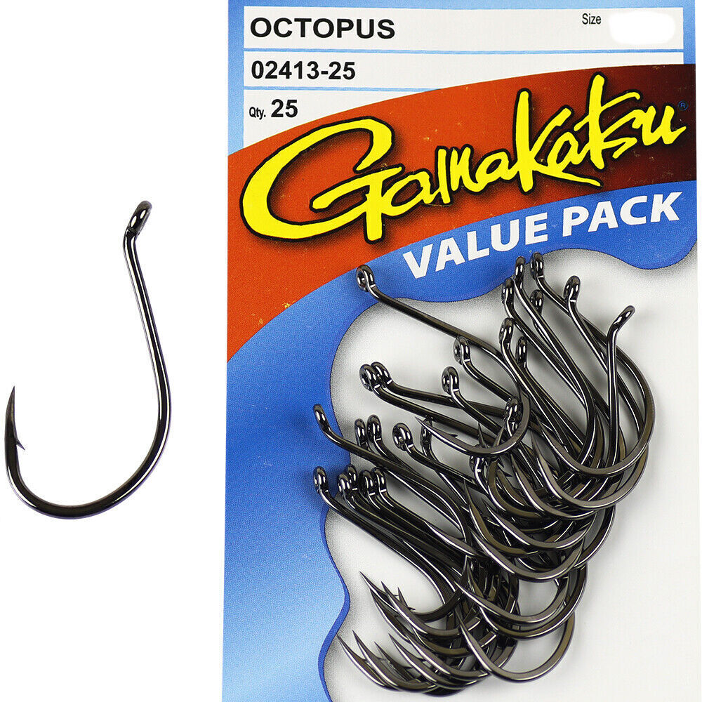 Buy Gamakatsu Octopus Black Colour Fishing Hook Value Pack (25 Hooks) #6/0 - MyDeal Australia