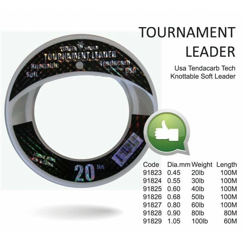 Buy Timber Wolf 100m Tournament Fishing Leader Line #60lb - MyDeal ...