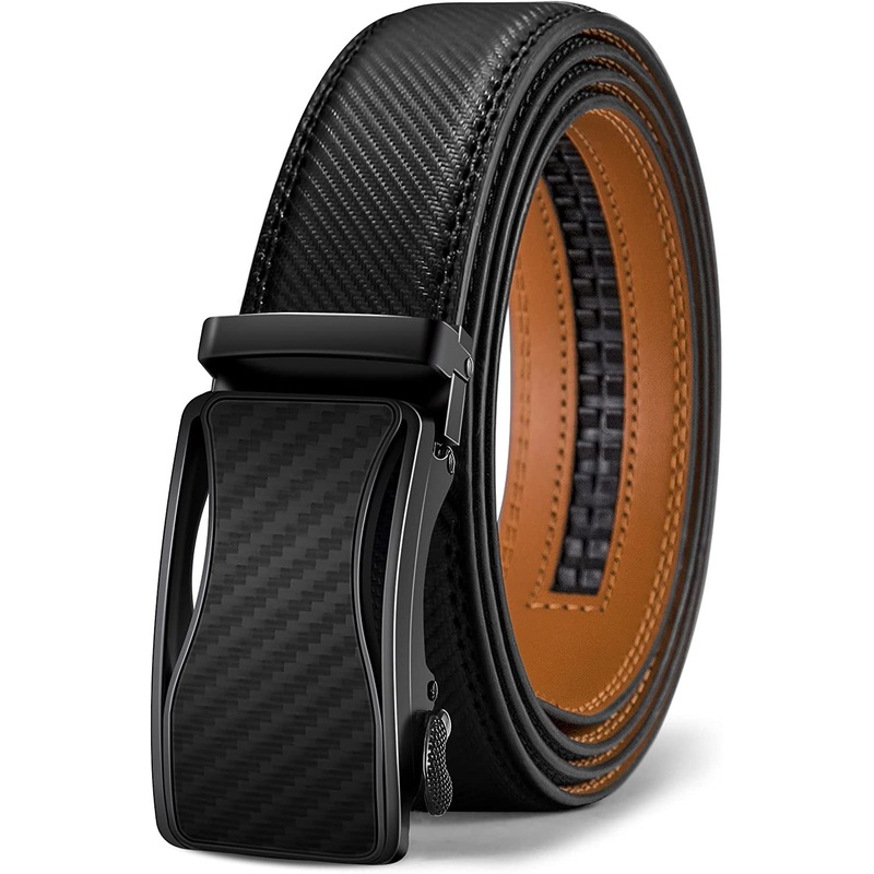 Buy BULLIANT Mens Ratchet Belt, Leather Adjustable Slide Belt for Mens ...