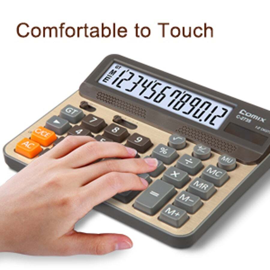 Buy Comix Desktop Calculator, Large Computer Keys, 12 Digits Display, Champaign Gold Color Panel ...
