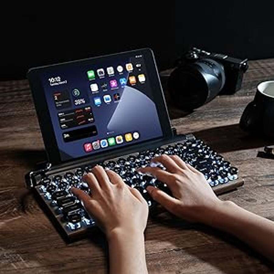 Buy Doohoeek Updated Retro Typewriter Keyboard with White Lighting ...