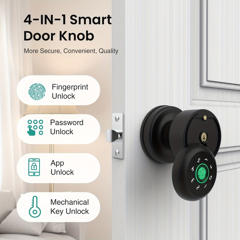 Buy GHome Smart Fingerprint Door Lock With Keypad Door Knob, Biometric ...