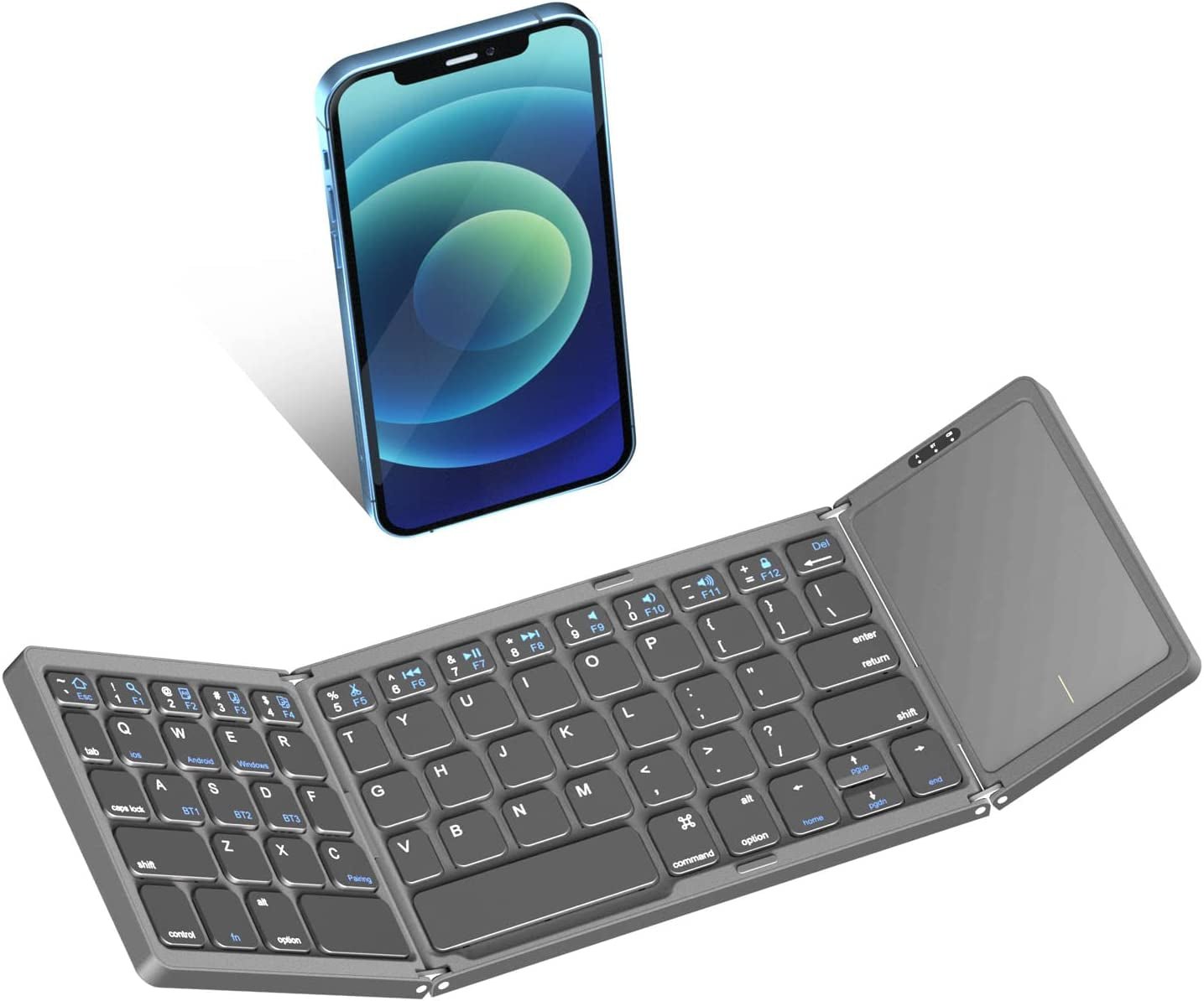 Buy Gimibox Foldable Bluetooth Keyboard with Full Touchpad, Pocket Size ...