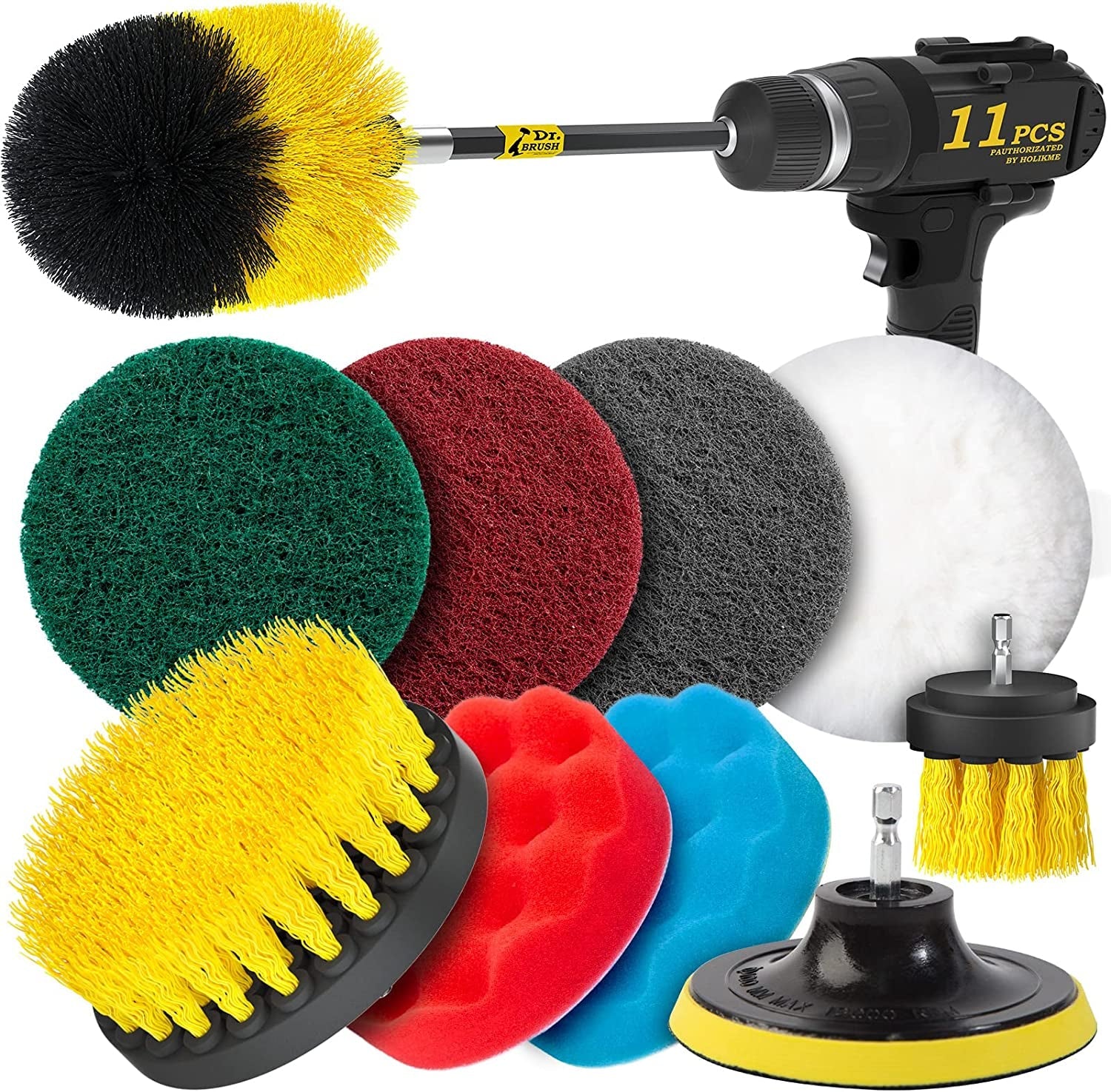 Buy Holikme 6 Piece Drill Brush Attachment Set Scouring Pads Power ...