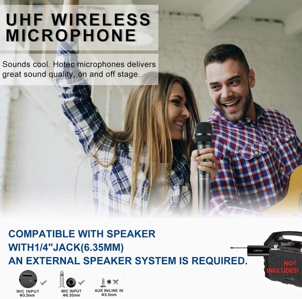 Buy Hotec UHF Wireless Dynamic Handheld Microphone with Rechargeable 1/ ...