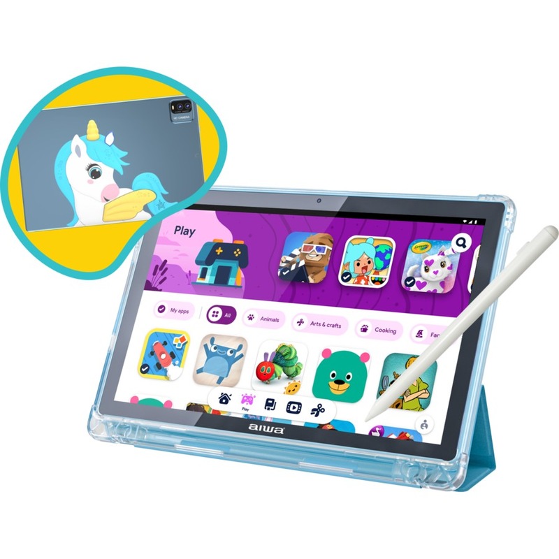 Buy AIWA 10.1" WiFi Tablet with Stylus Pen & Foldable Case - Blue Pony - MyDeal