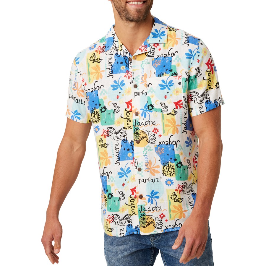 Buy Allgood Men's Linen Blend J'adore Print Shirt - Multi - MyDeal ...