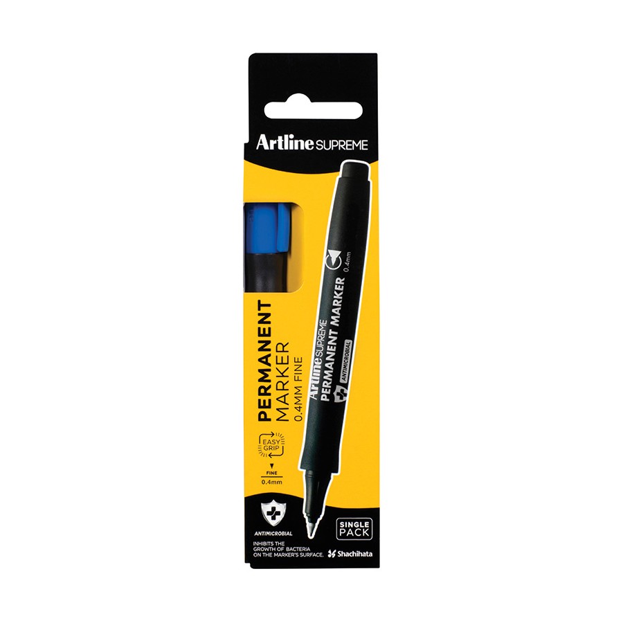 Buy Artline Supreme Permanent Marker Fine Tip Antimicrobial - Blue ...