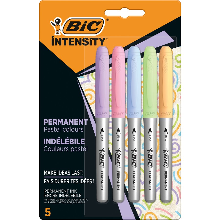 Buy Bic Intensity Fine Pastel Permanent Markers - 5 Pack - MyDeal Australia