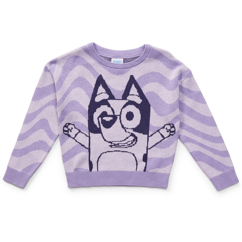 Buy Bluey Girls Print Knit Sweater - Purple - MyDeal