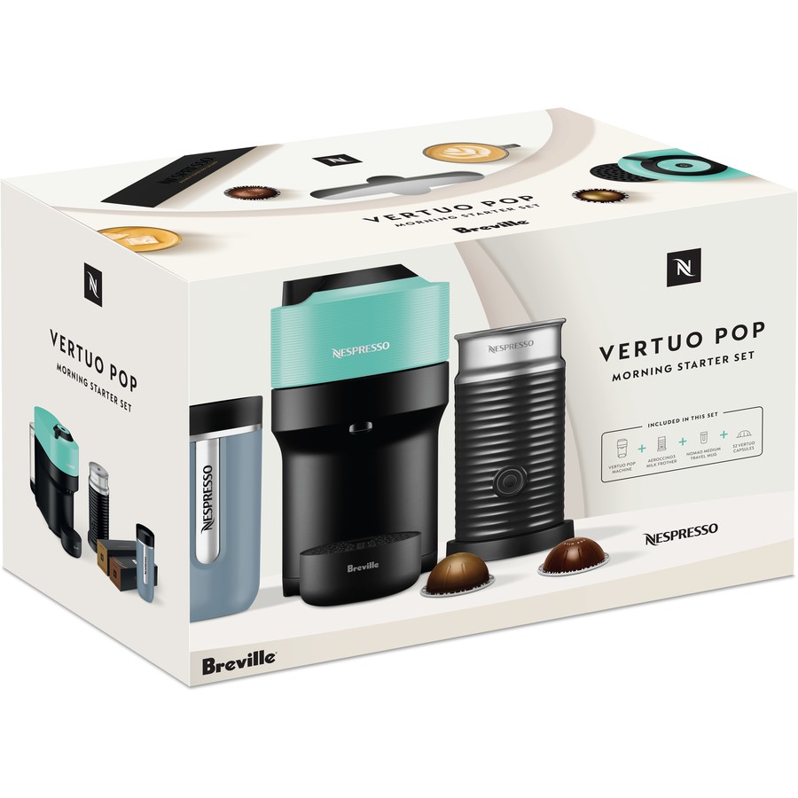 Buy Breville Nespresso Vertuo Pop Aqua Mint Value Pack with Aeroccino3** - MyDeal Australia