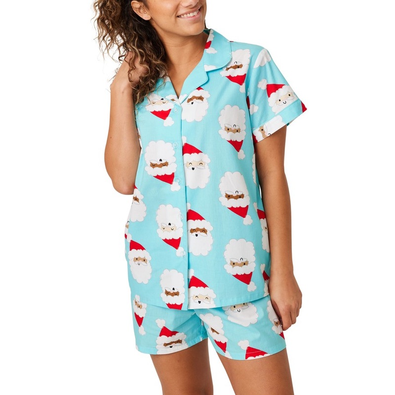 Buy Christmas Women's Santa Print Christmas Pyjama Set - Blue - MyDeal