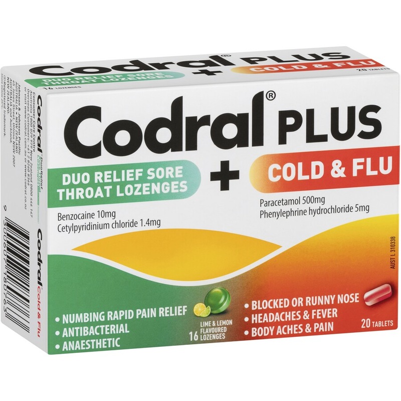 Buy Codral Plus Duo Relief Sore Throat 16 Lime & Lemon Flavoured ...