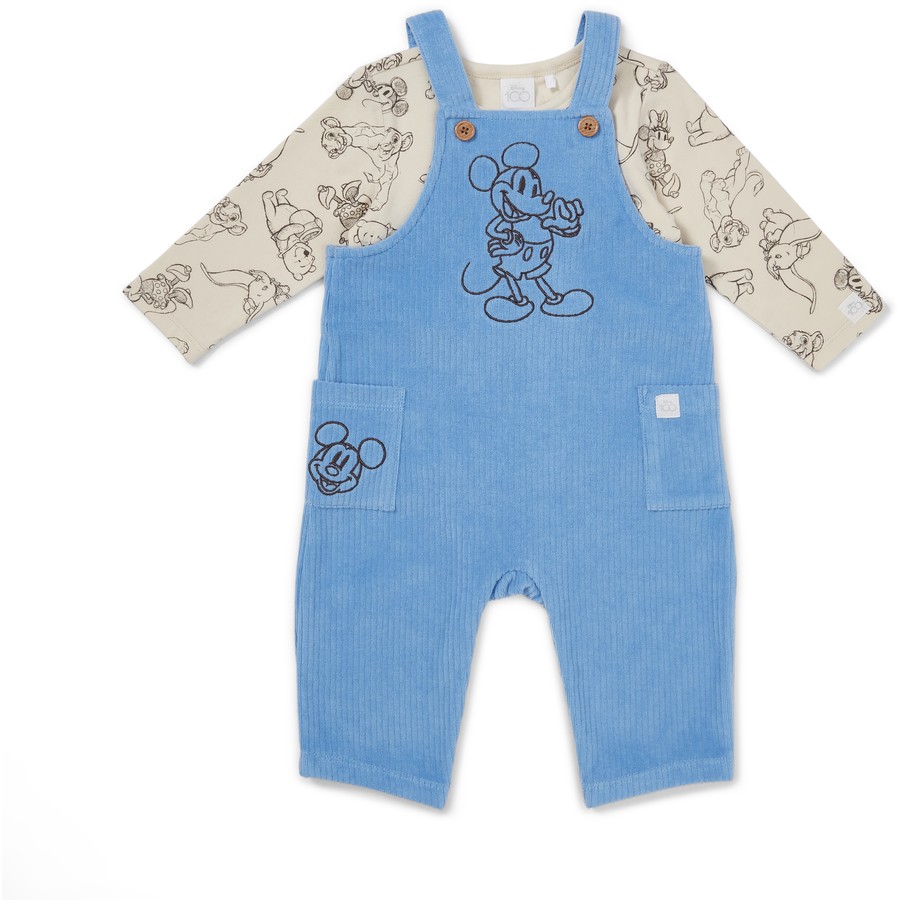 Buy Disney Baby 100 Years Mickey Mouse Print Rib Overall Set - Cream ...