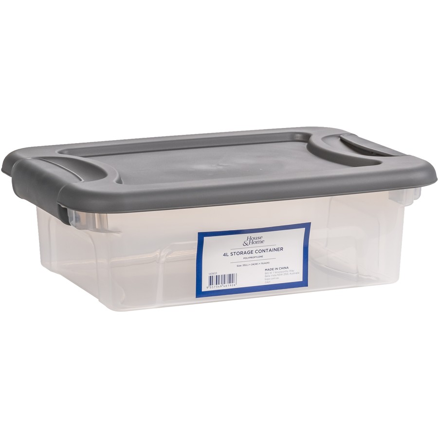 Buy House & Home Plastic Storage Container 4L - Grey - MyDeal Australia
