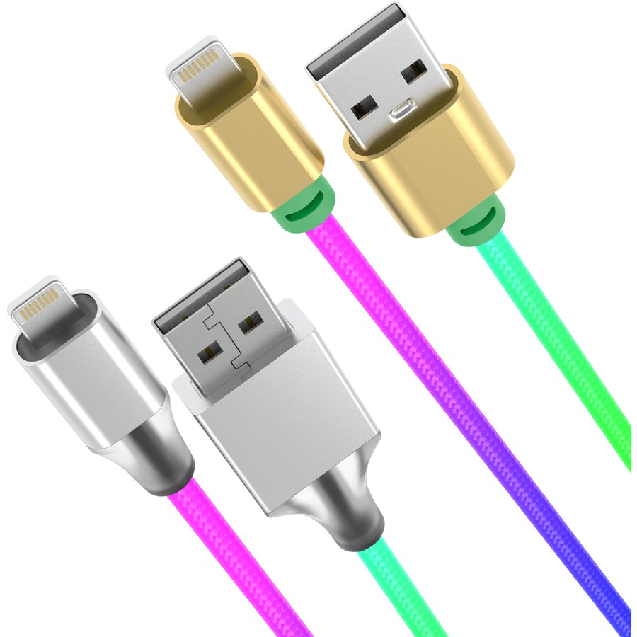 Buy Laser 2m Lightning to USB-A Braided Cable 2 Pack - Rainbow - MyDeal ...