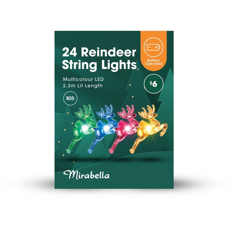 Buy Mirabella Christmas Battery Operated 24 LED Reindeer String Lights ...