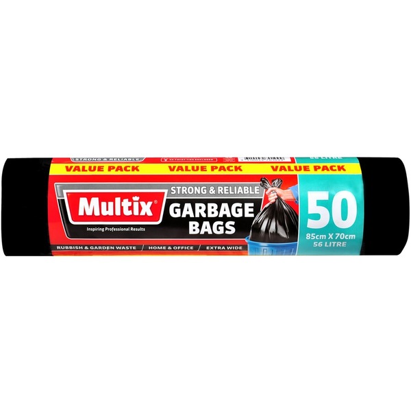 Buy Multix Extra Wide Garbage Bags Roll 50 Pack - MyDeal Australia