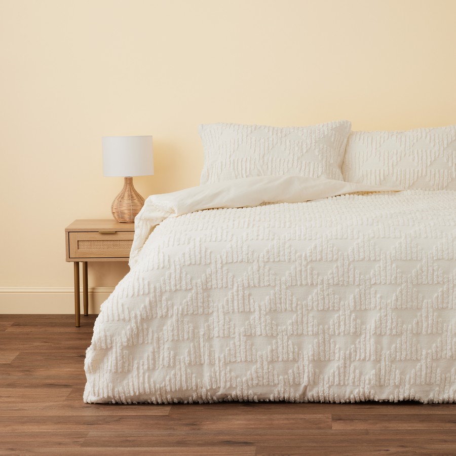 Buy Openook Serena Tufted Quilt Cover Set - Tofu Calico - MyDeal Australia