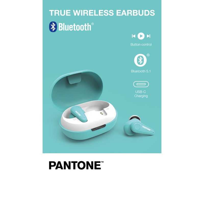 Buy Pantone True Wireless Earbuds - Teal - MyDeal
