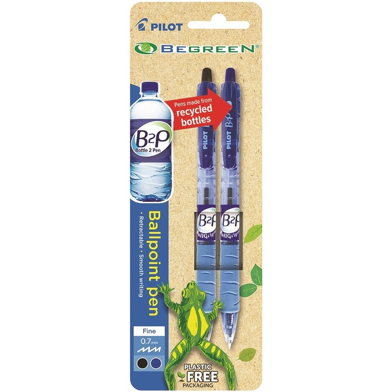 Buy Pilot Begreen B2P Grip Ballpoint Pen 2 Pack - Black and Blue - MyDeal