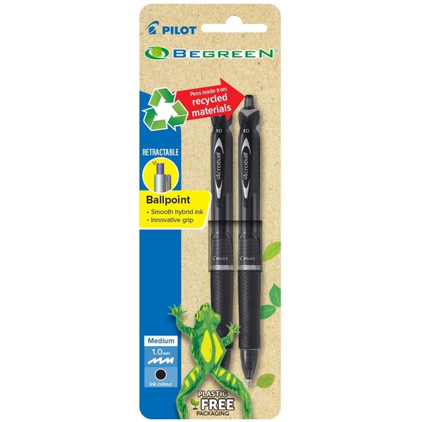 Buy Pilot Medium Acroball Ballpoint BegreeN Pens 2 Pack - Black ...